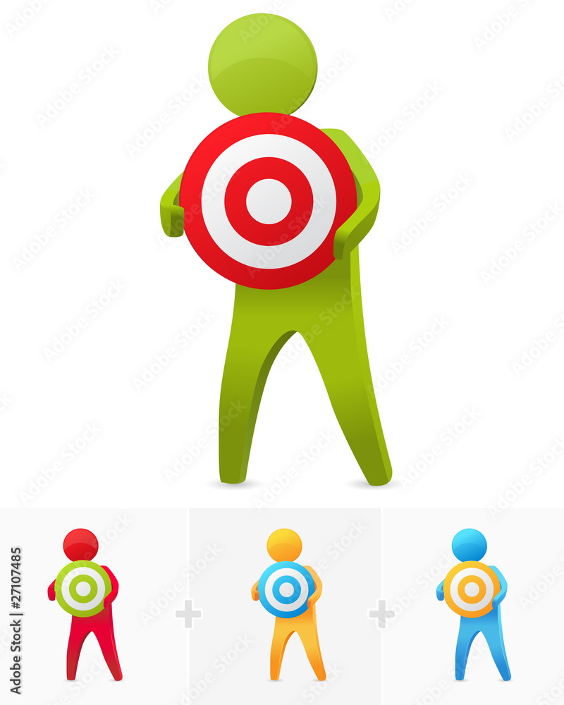 3D stick figure holding bullseye target Stock Illustration | Adobe Stock