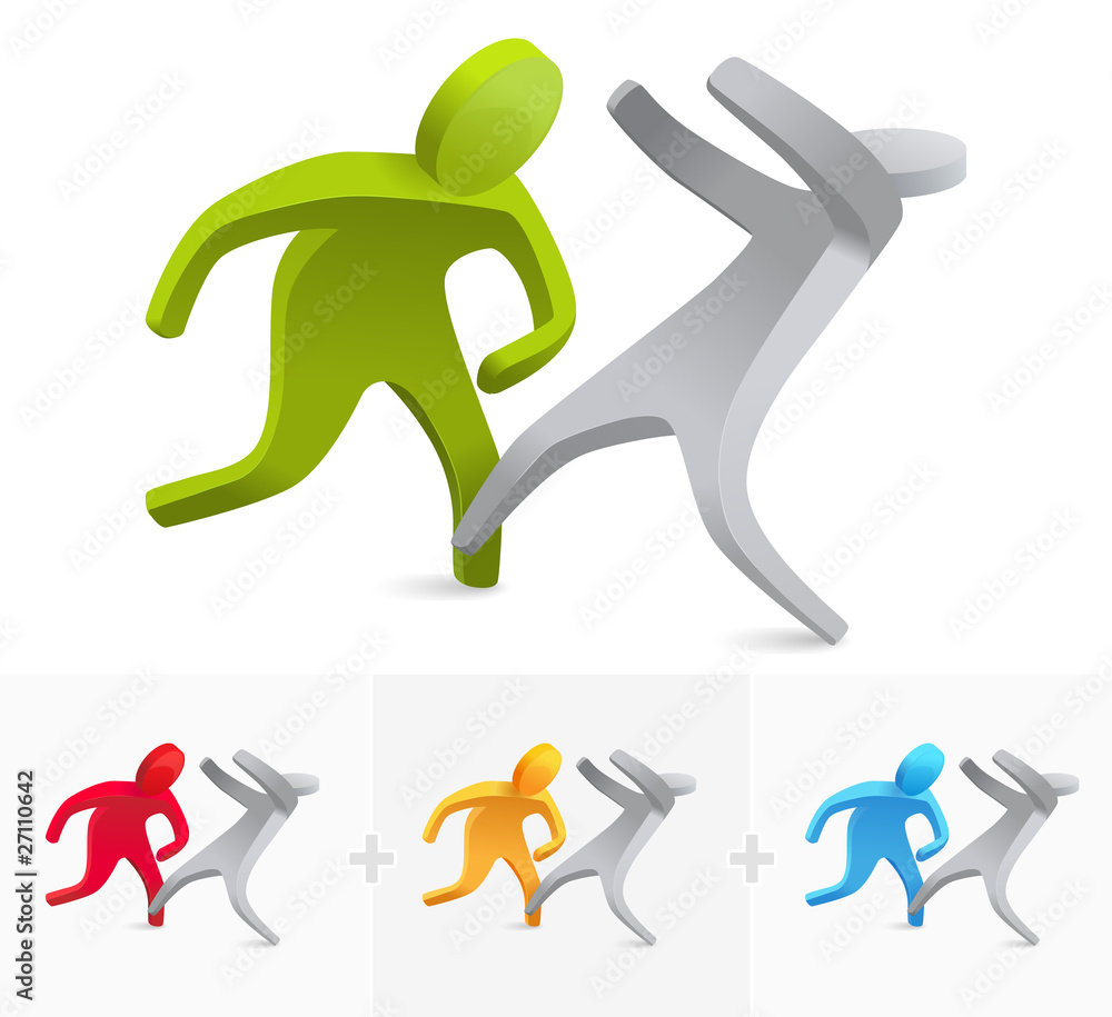 2 3D stick figure fighting Stock Illustration | Adobe Stock