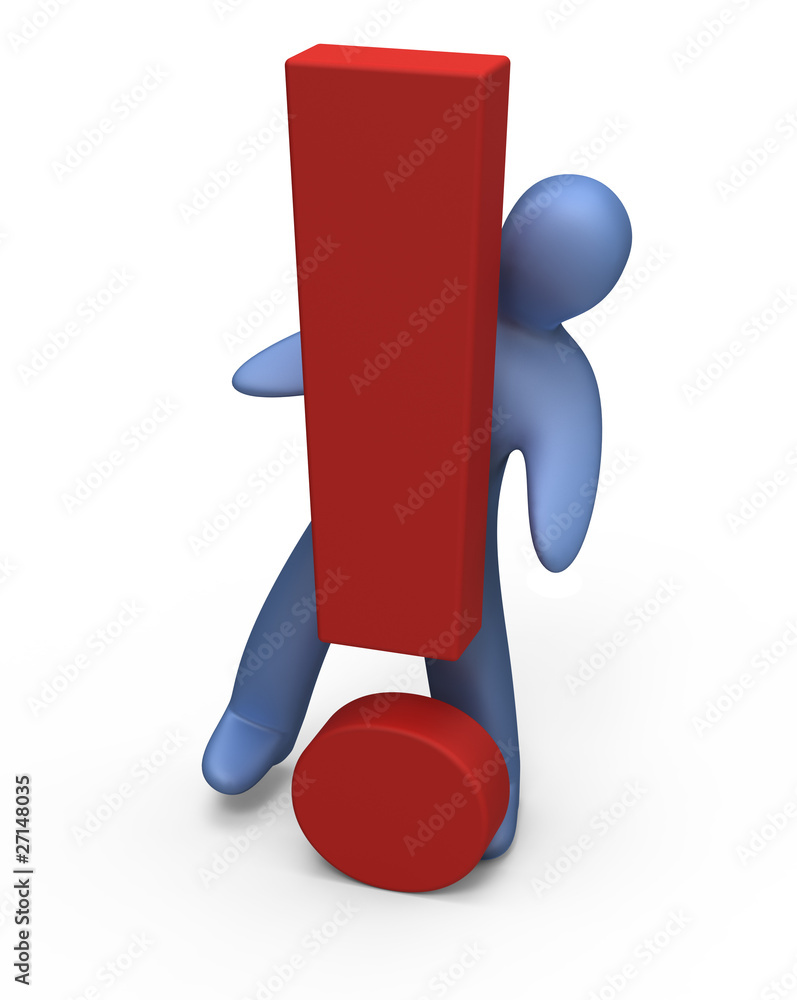 3d human with a red exclamation mark Stock Illustration | Adobe Stock