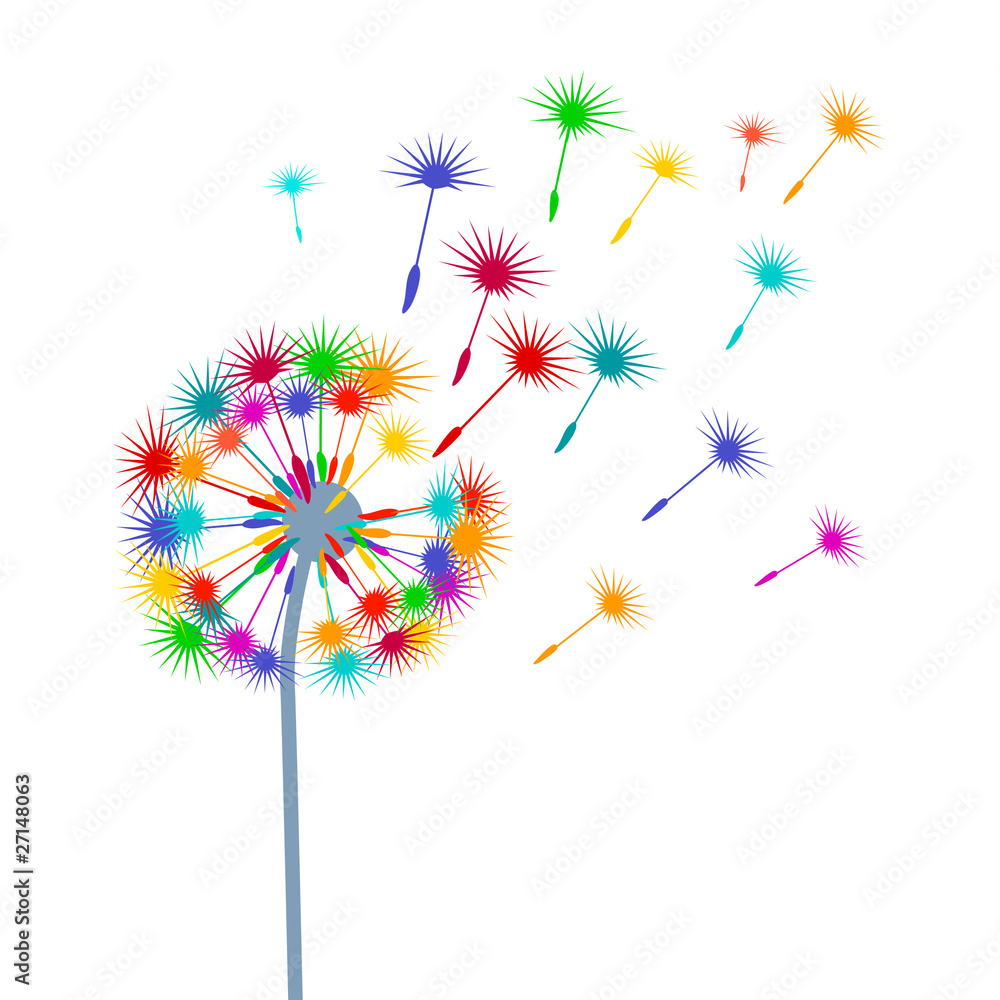 Bunte-Pusteblume Stock-Vektorgrafik | Adobe Stock