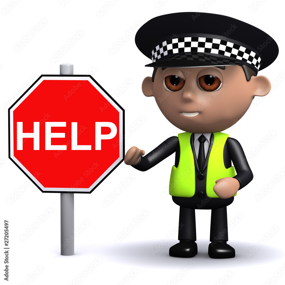 3d Police officer needs help with inquiries Stock Illustration | Adobe ...
