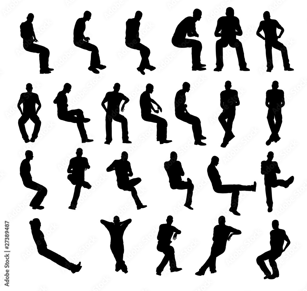 Illustrazione Stock Silhouette Uomo Seduto | Adobe Stock