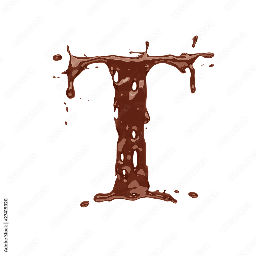 Chocolate letter T isolated on white background Stock Illustration ...