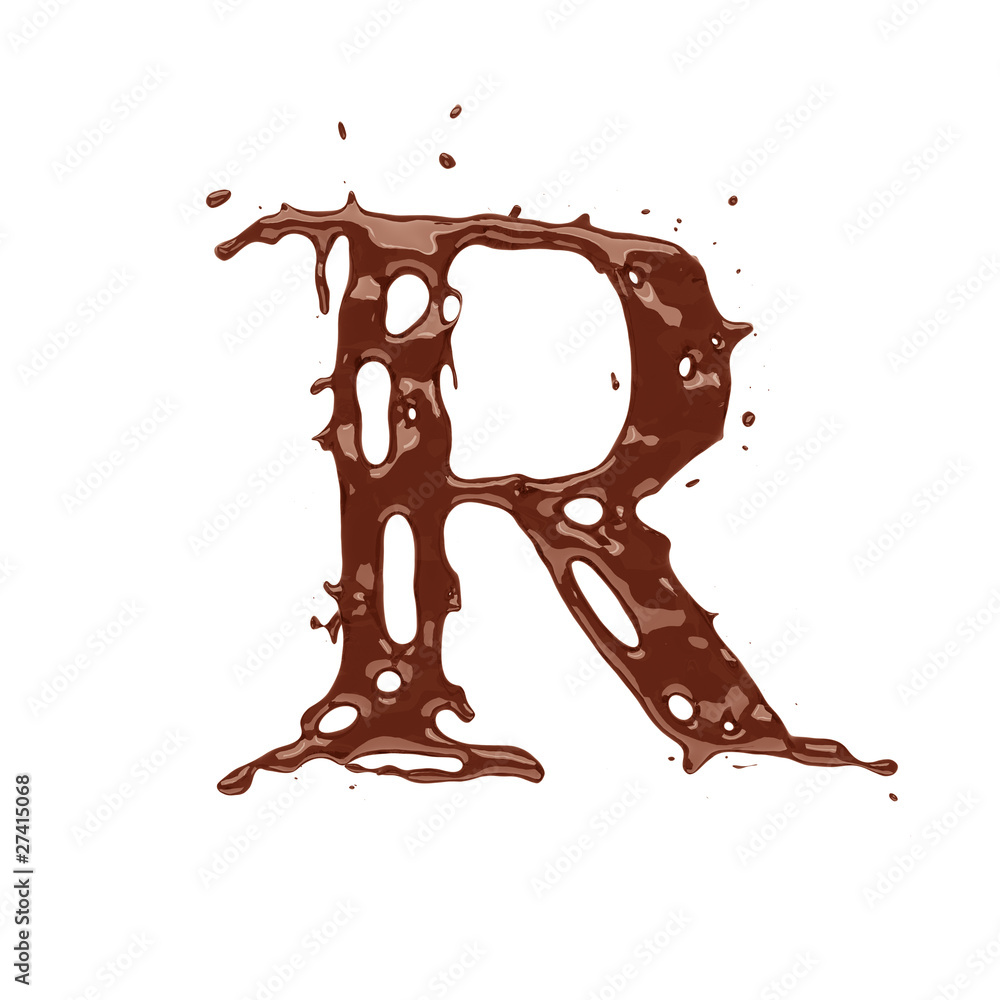 Chocolate letter R isolated on white background Stock Illustration ...