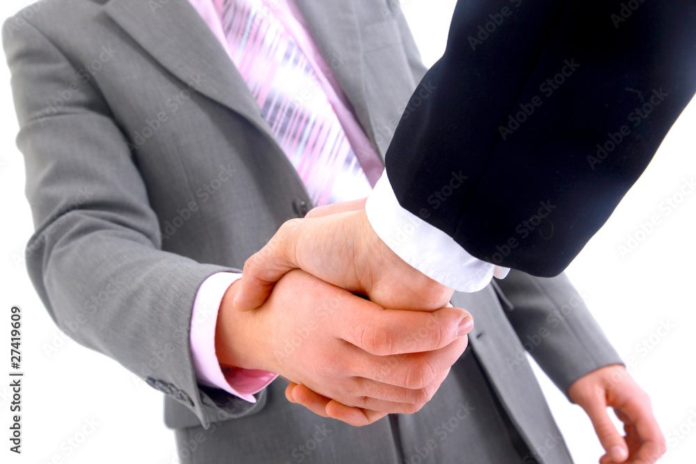 handshake isolated on white background. Stock-Foto | Adobe Stock