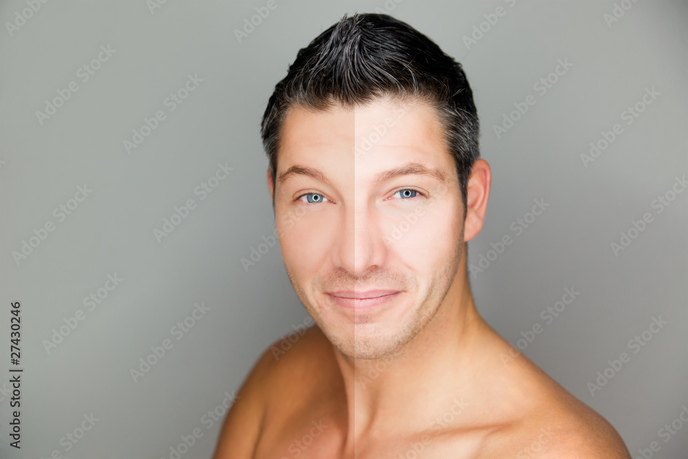 clean male face before and after Stock Photo | Adobe Stock