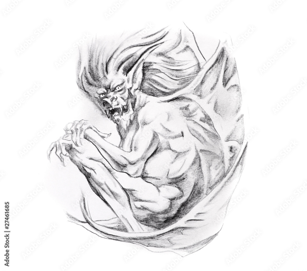 Sketch of tattoo art, monster Stock Photo | Adobe Stock