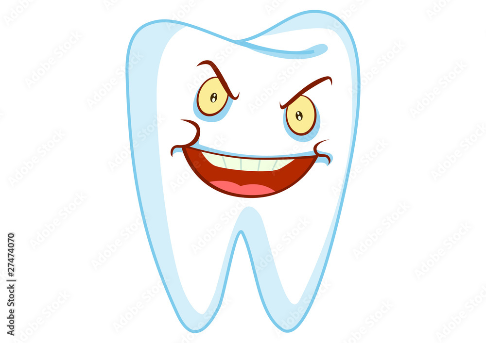 Evil Tooth Cartoon Character Illustration in Vector Stock Vector ...