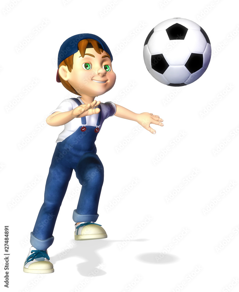nice boy cartoon footballer catching the ball Stock Illustration ...
