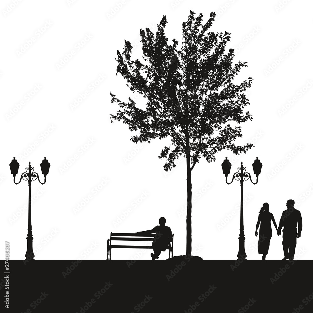 City landscape silhouettes of black street Stock Vector | Adobe Stock