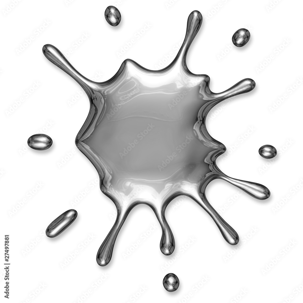 Liquid metal blot isolated on white background Stock Illustration ...