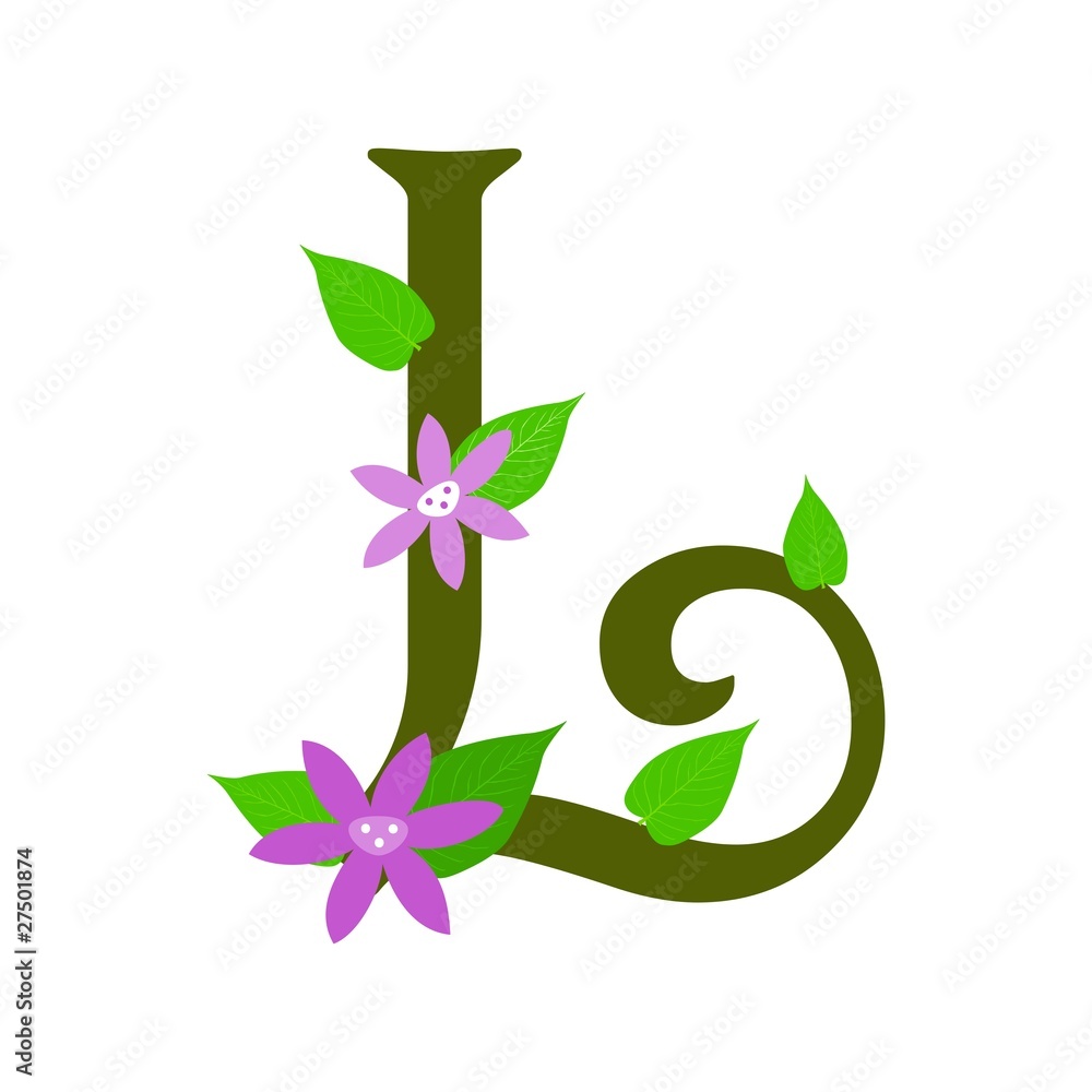 Plant font type, letter L Stock Vector | Adobe Stock