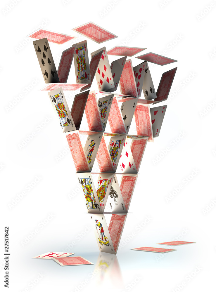 Kartenhaus 3D Stock-Illustration | Adobe Stock