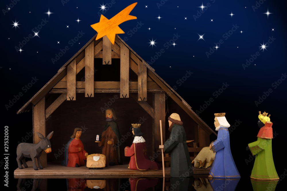 Weihnachtliche Krippe Stock-Foto | Adobe Stock