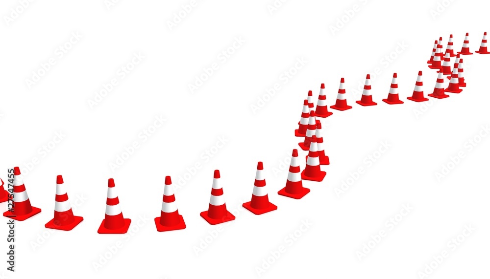 3D Baustellen Pylonen in Reihe 05 Stock-Illustration | Adobe Stock