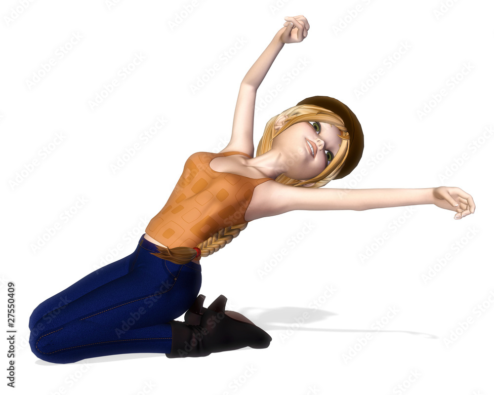 cartoon girl free style pose 03 Stock Illustration | Adobe Stock