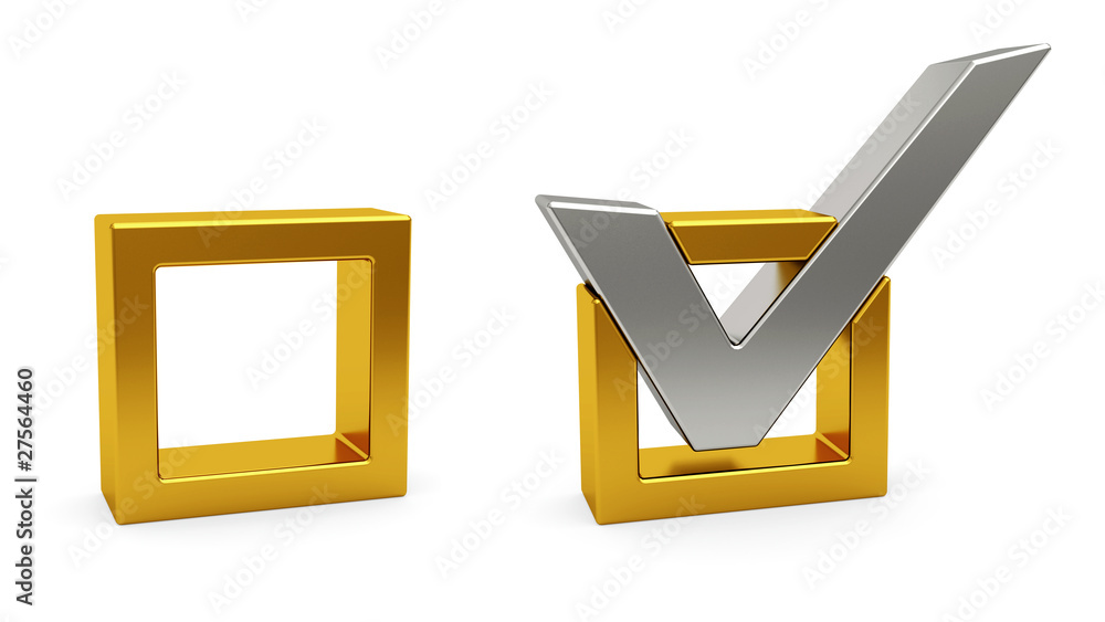 Silver check mark and golden check box Stock Illustration | Adobe Stock