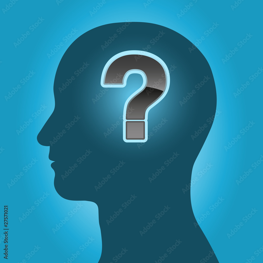 Male head silhouette with question mark Stock Vector | Adobe Stock