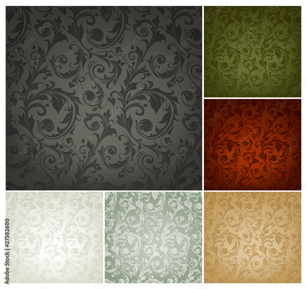 Seamless Wallpaper Pattern, set of six colors Stock Vector | Adobe Stock