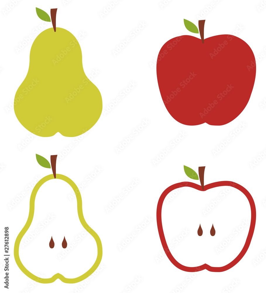 Pear and apple pattern illustration. Stock Vector | Adobe Stock