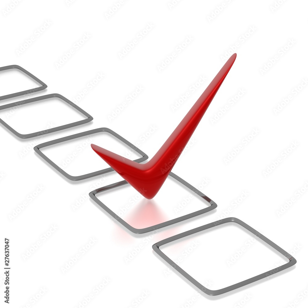 Checklist with red check isolated on white Stock Illustration | Adobe Stock