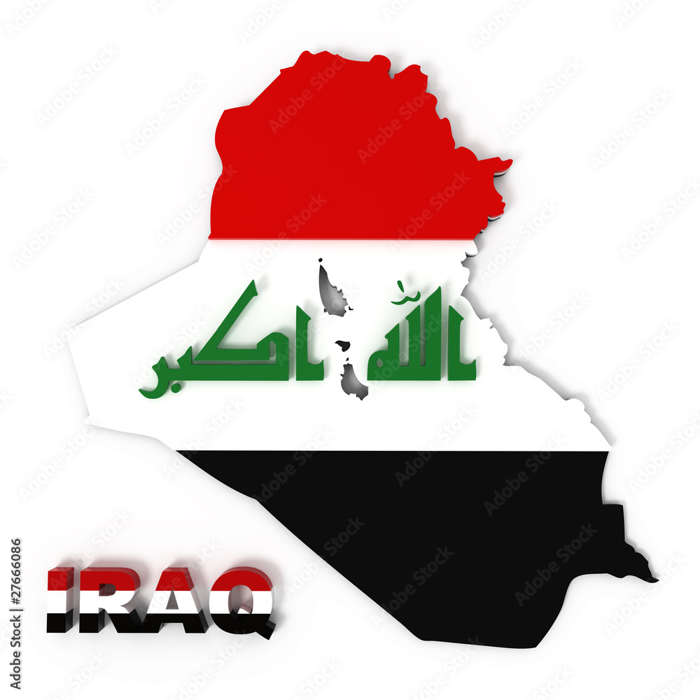 Illustration of Iraq map with flag against white background Stock ...