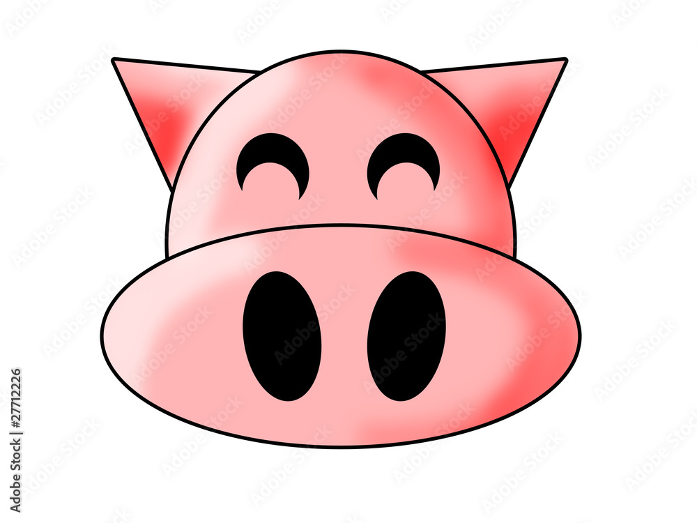 Cartoon happy pig face isolated on white Stock Illustration | Adobe Stock