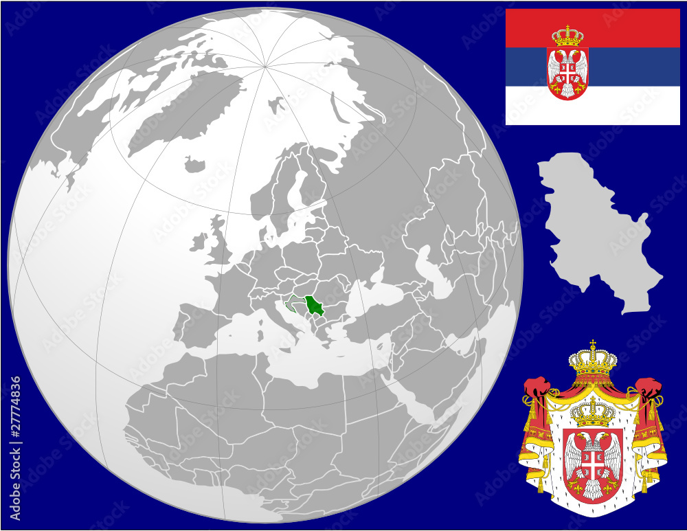 Serbia on a world map