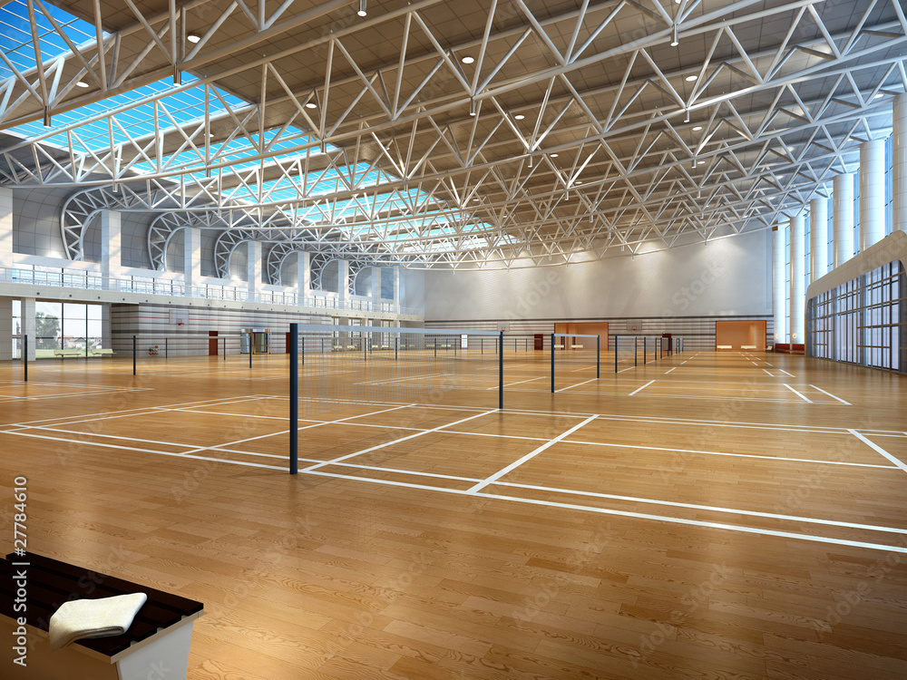 rendering badminton court Stock Illustration | Adobe Stock