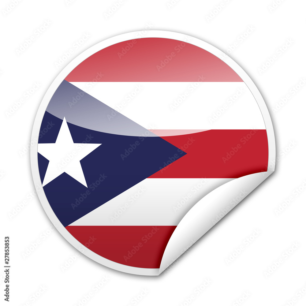 Pegatina bandera Puerto Rico con reborde Stock Illustration | Adobe Stock