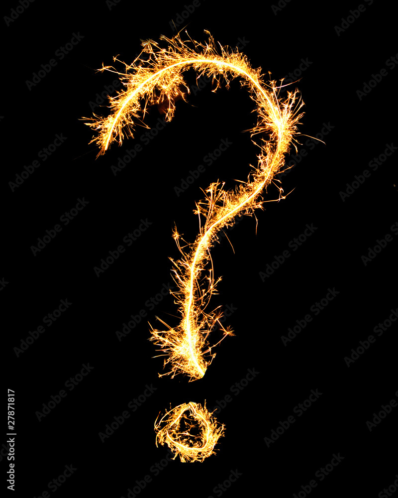 Question mark made of sparkler Stock Photo | Adobe Stock