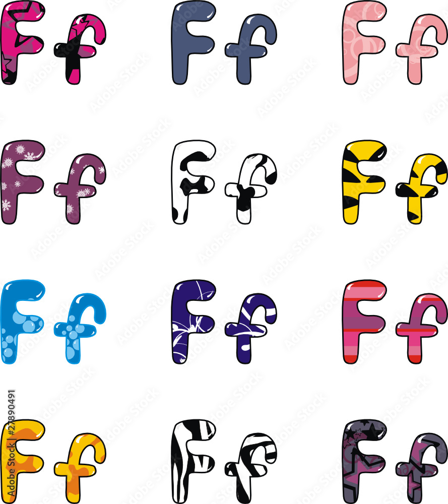 letter F cartoon Stock Vector | Adobe Stock