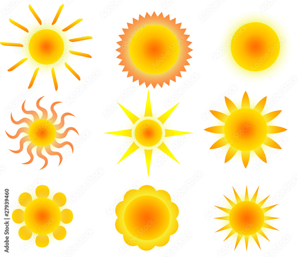 Sun - vector set Stock Vector | Adobe Stock