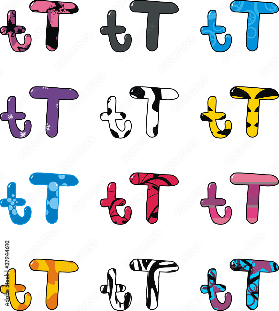 letter t cartoon Stock Vector | Adobe Stock