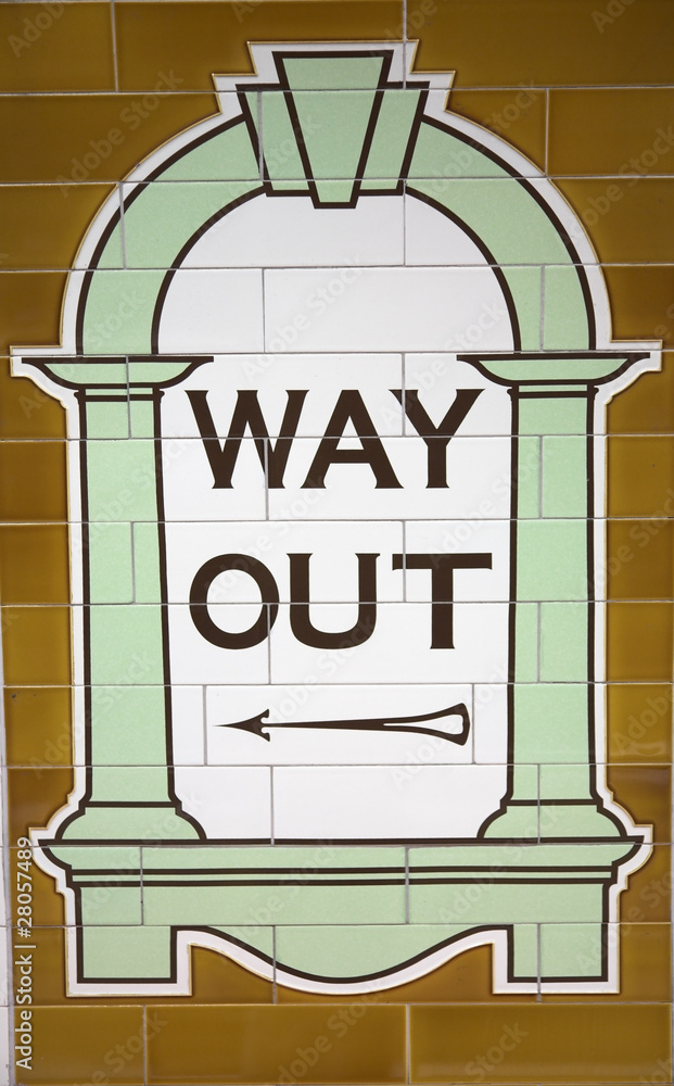 way out sign in metro tunnel Stock Photo | Adobe Stock