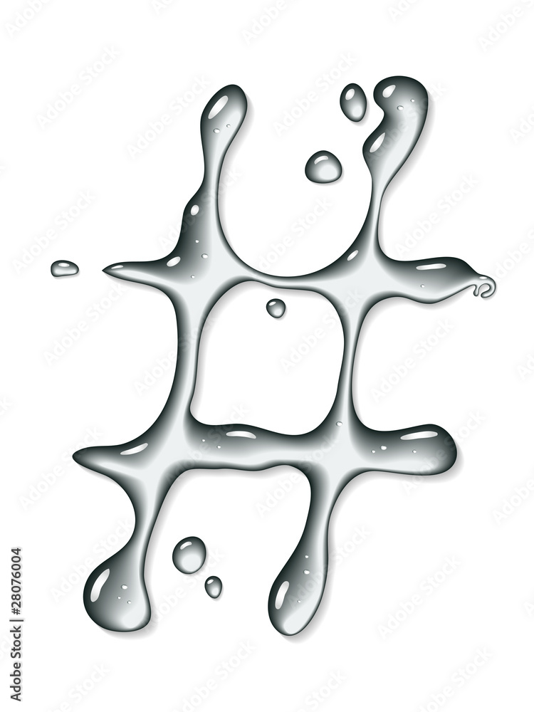 Vector water number sign - water font Stock Vector | Adobe Stock