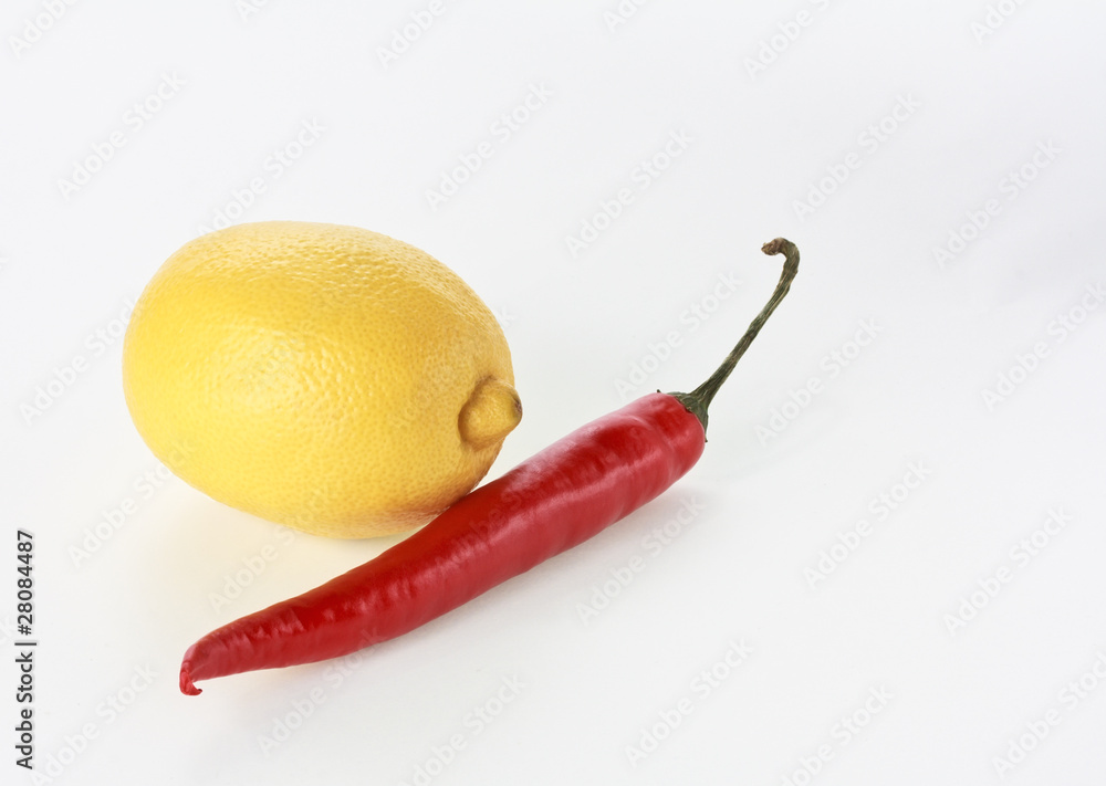 Red hot chili pepper and lemon Stock Photo | Adobe Stock