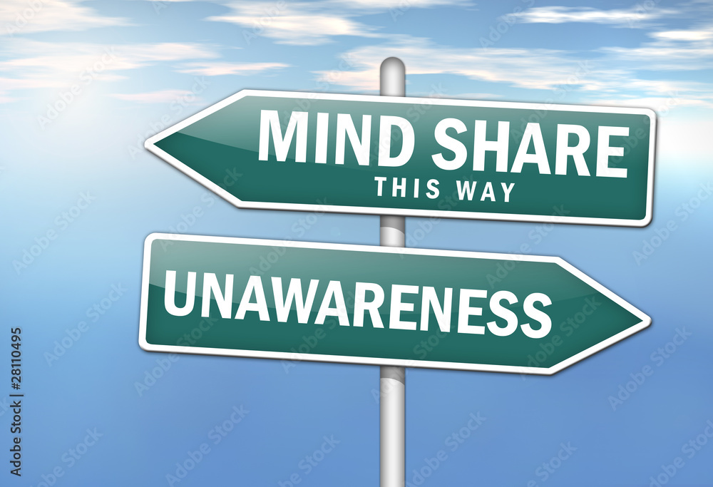 Signpost "Mind Share vs. Unawareness" Stock Illustration | Adobe Stock
