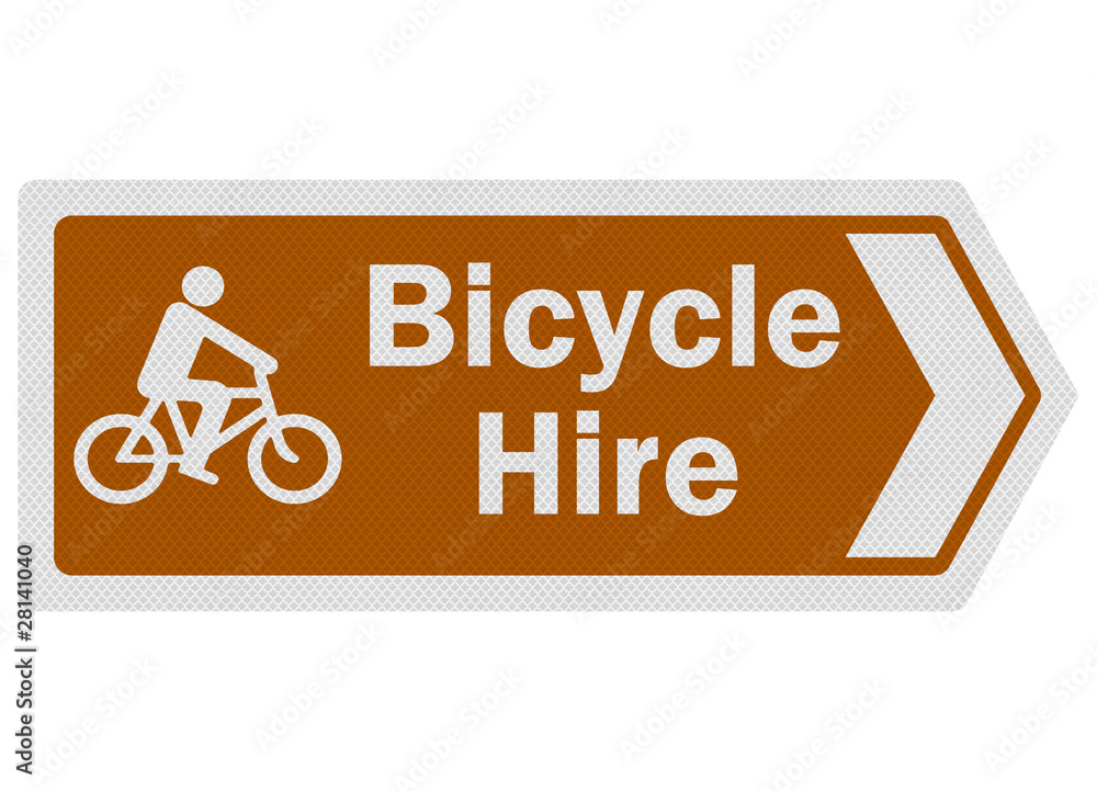Tourist information series: photo-realistic 'bicycle hire' sign Stock ...