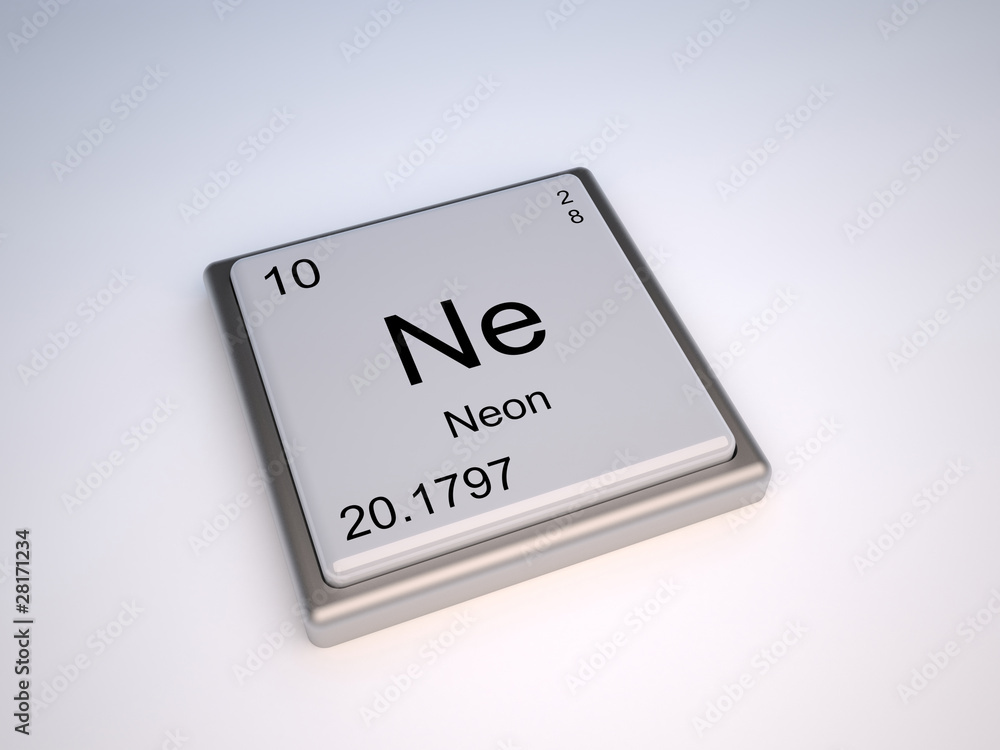 Neon chemical element of the periodic table with symbol Ne Stock ...