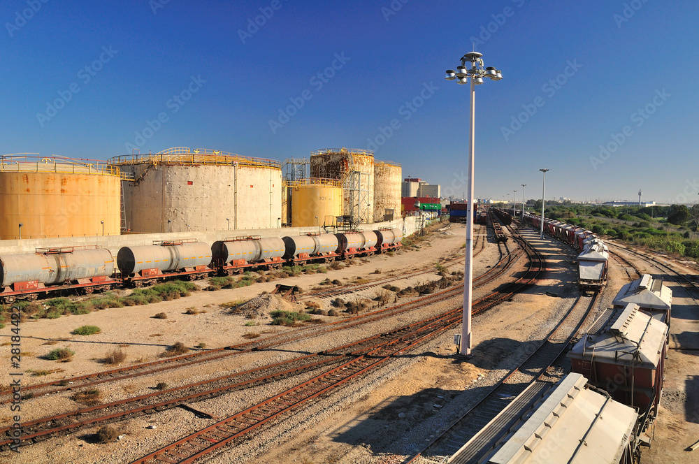 Freight trains in industrial zone of israeli seaport Ashdod. Stock ...