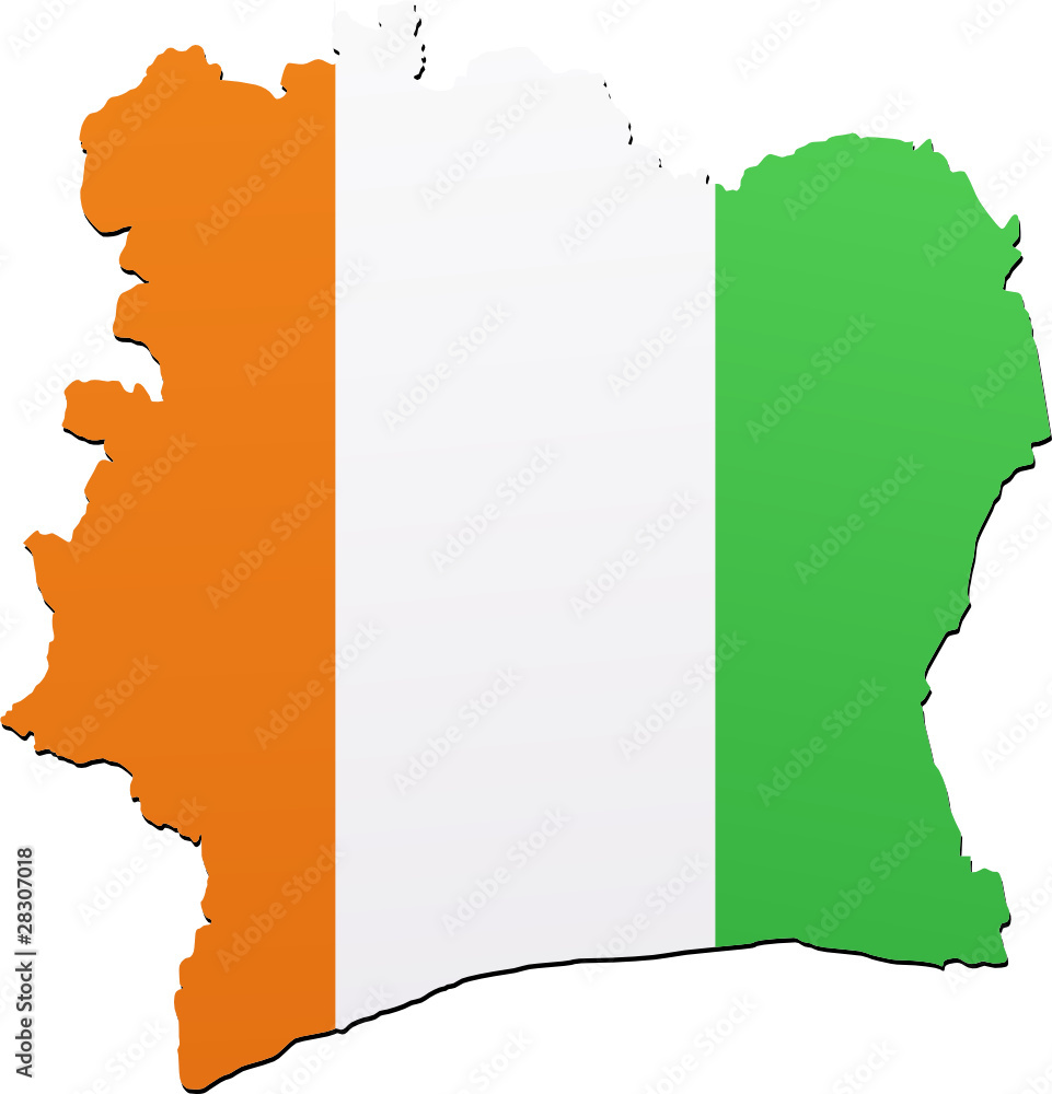 Carte de la Côte d'Ivoire drapeau relief (détouré) Stock Vector | Adobe ...