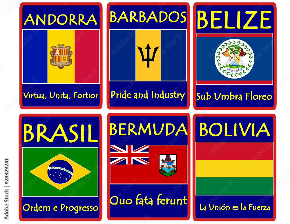 National emblem motto andorra barbados belize brasil bermuda Stock ...