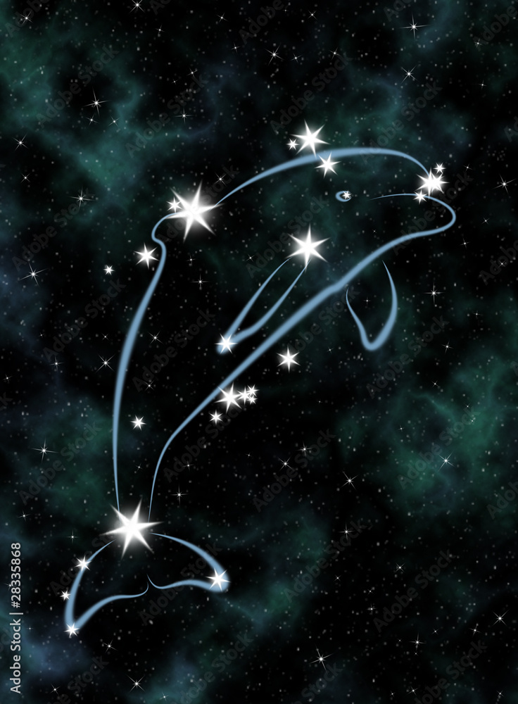 Dolphin (Delphinus) constellation in the northern sky. Stock ...