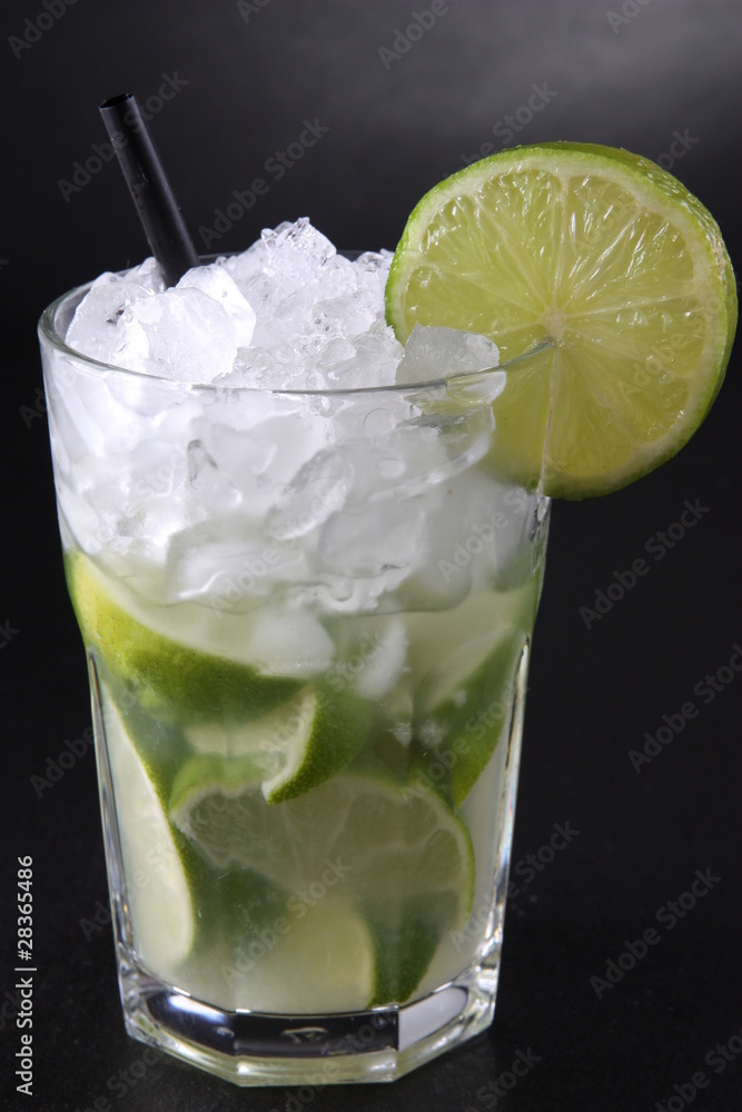 Caipirinha Cocktail - Black Background Stock Photo | Adobe Stock