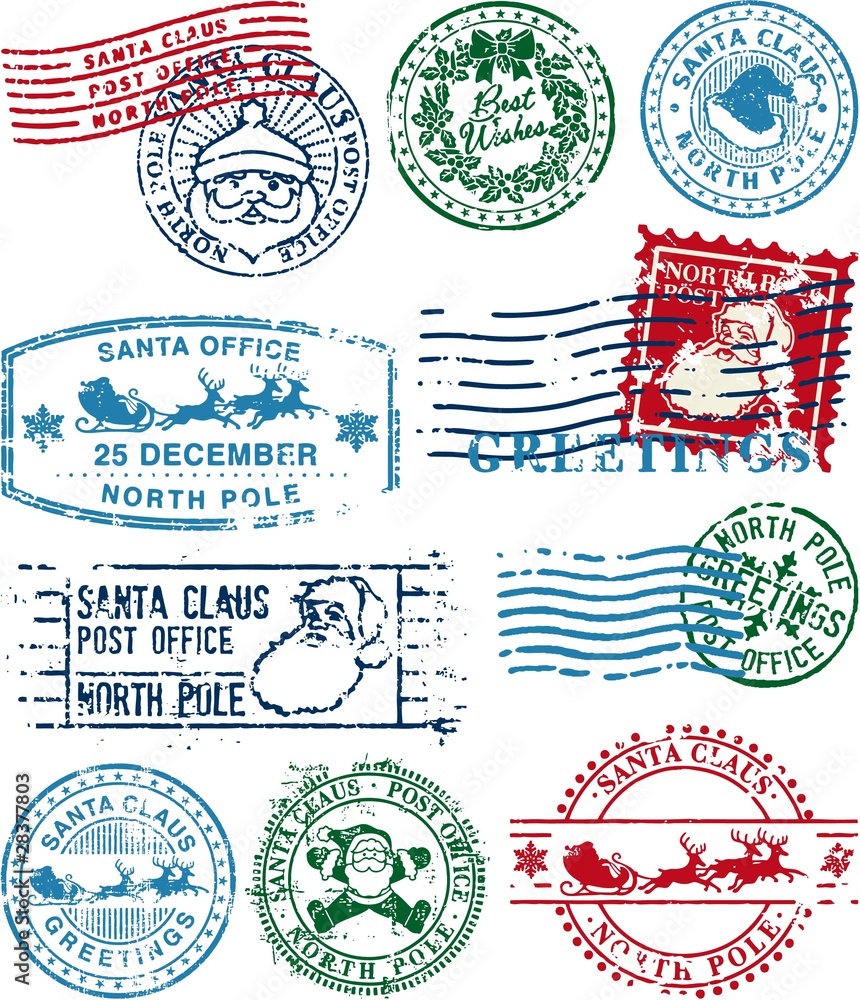 santa claus postmarks Stock Vector | Adobe Stock