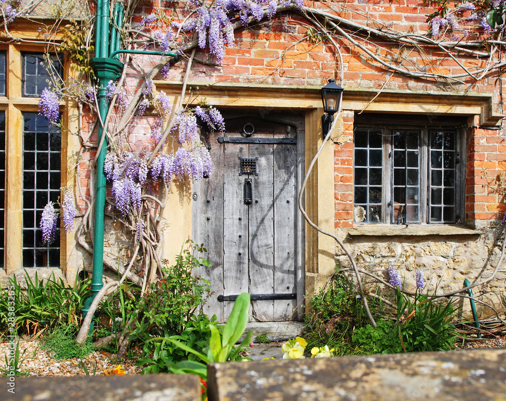 Wooden front Door of a Traditional English Village Cottage Stock Photo ...