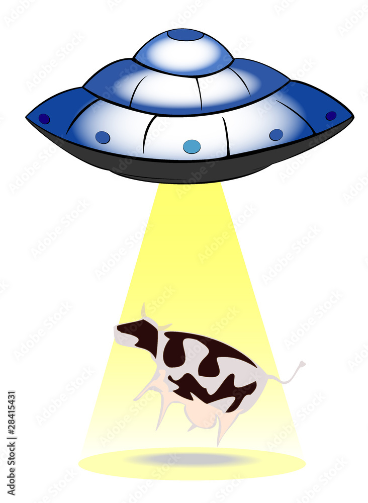alien spaceship tries to abduct a cow Stock Vector | Adobe Stock