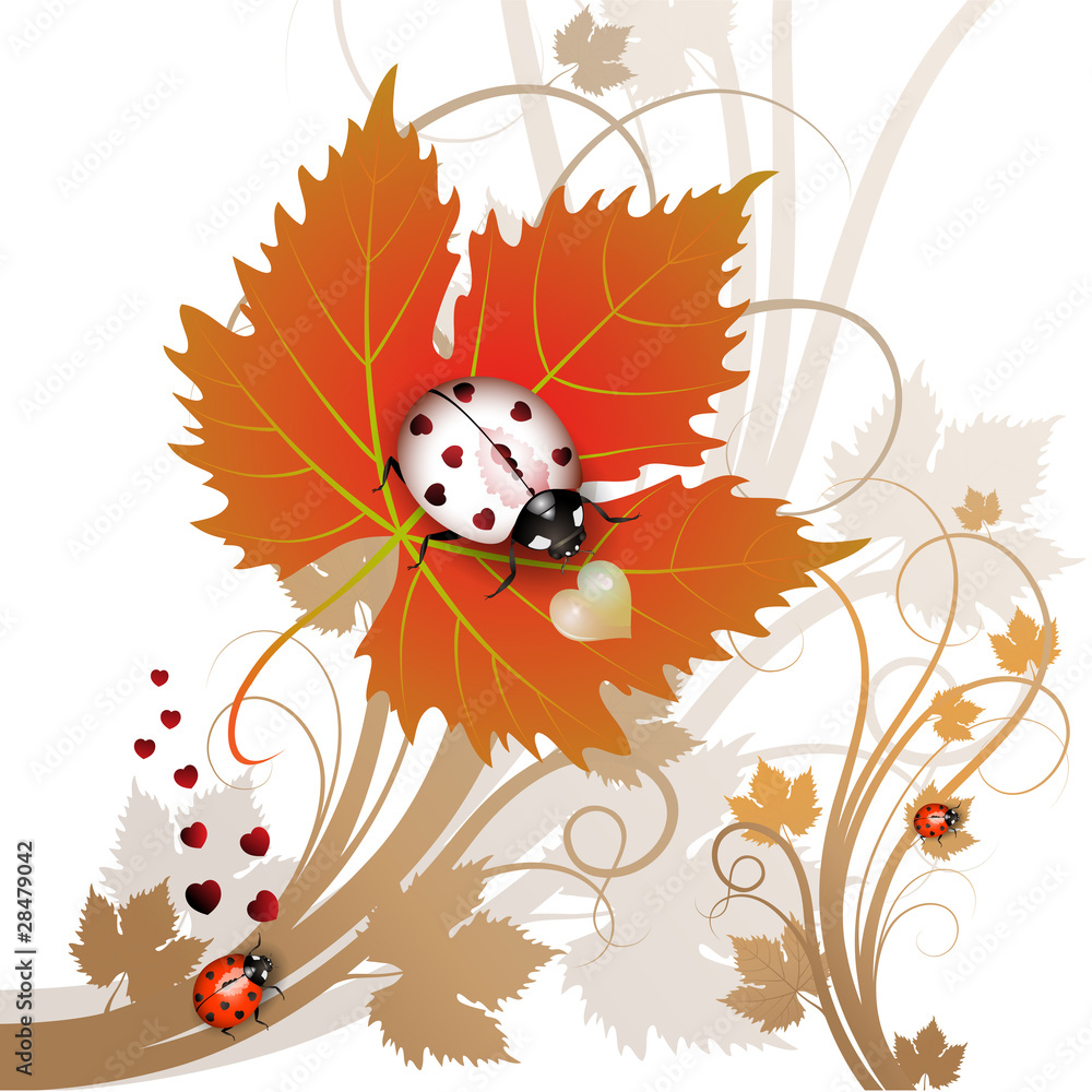 Vector illustration of a ladybug on leaf Stock Vector | Adobe Stock