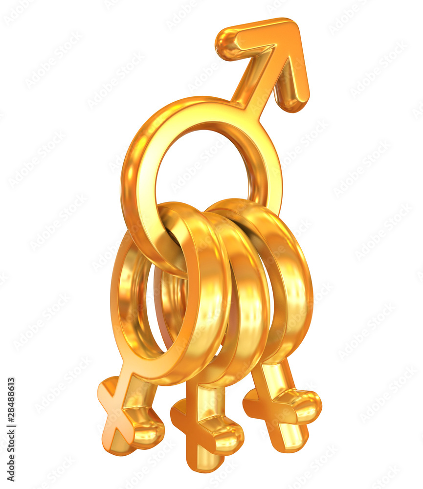 Adultery Or A Polygamy Female Symbols Attached On Male Symbol Stock